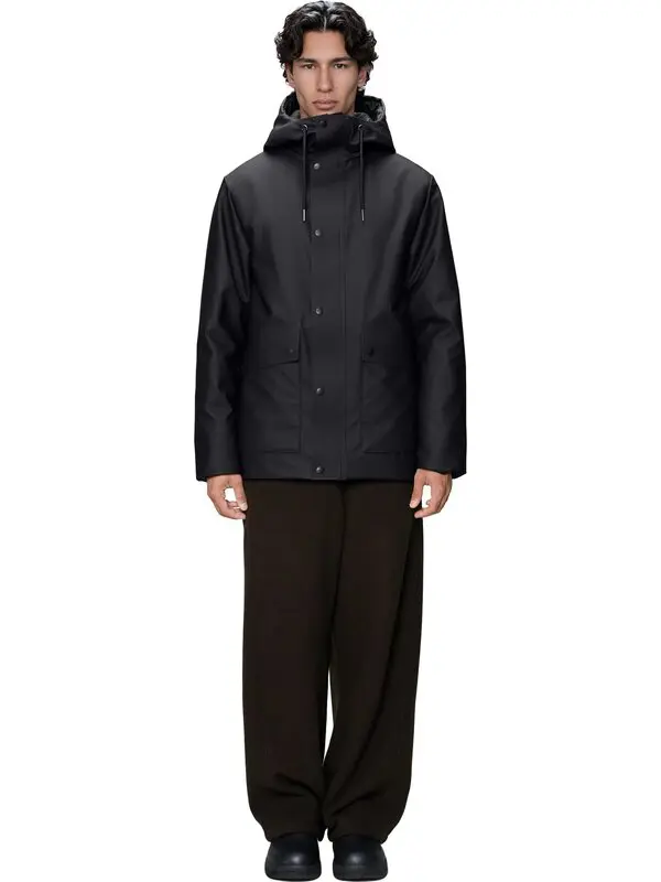 Rains Nome Parka Waterproof Hooded Jacket With Cargo Pockets - Black