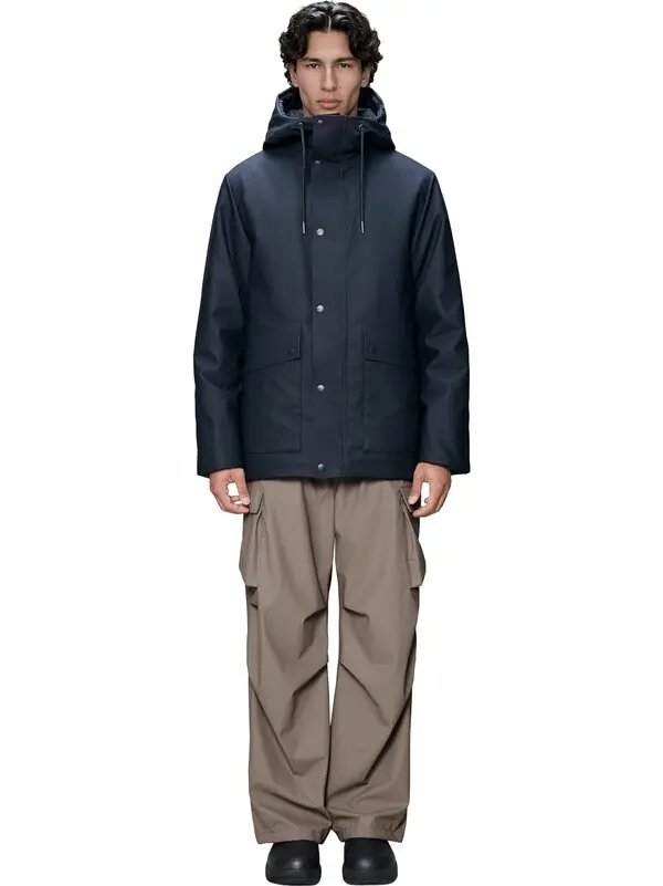 Rains Nome Parka Waterproof Hooded Jacket With Cargo Pockets - Navy