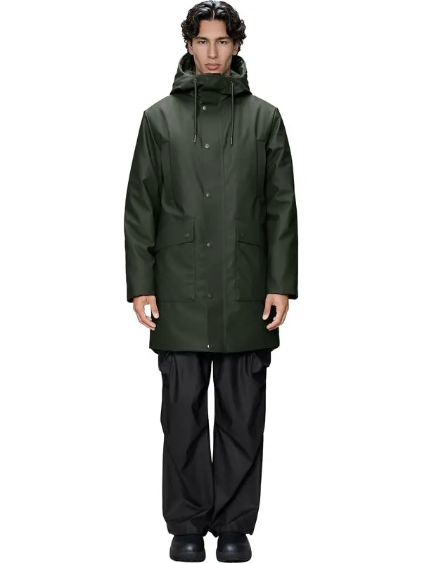 Rains Nome Long Parka: Waterproof & Insulated Outerwear - Green