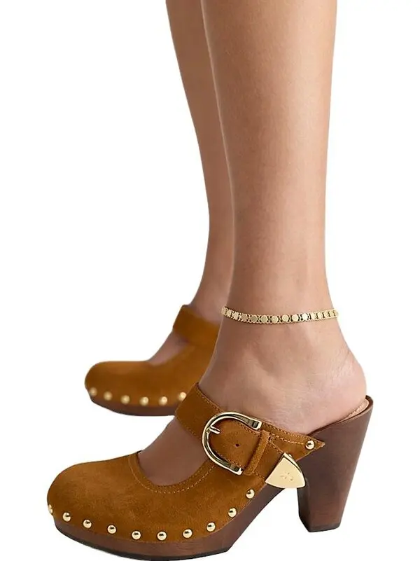 THE FRYE COMPANY Cindy Buckle Clogs - Caramel