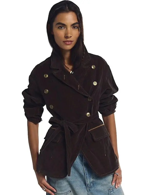 Free People Augusta Velvet Jacket - Rich Coffee