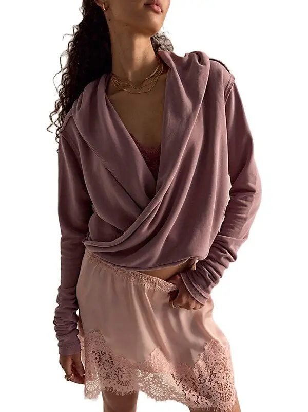 Free People Wrapped Up Hoodie - Grape Shake