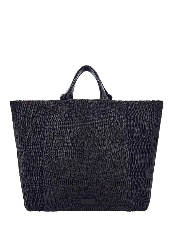 Giorgio Armani Micro Pleated Leather Shopper Bag - Brown
