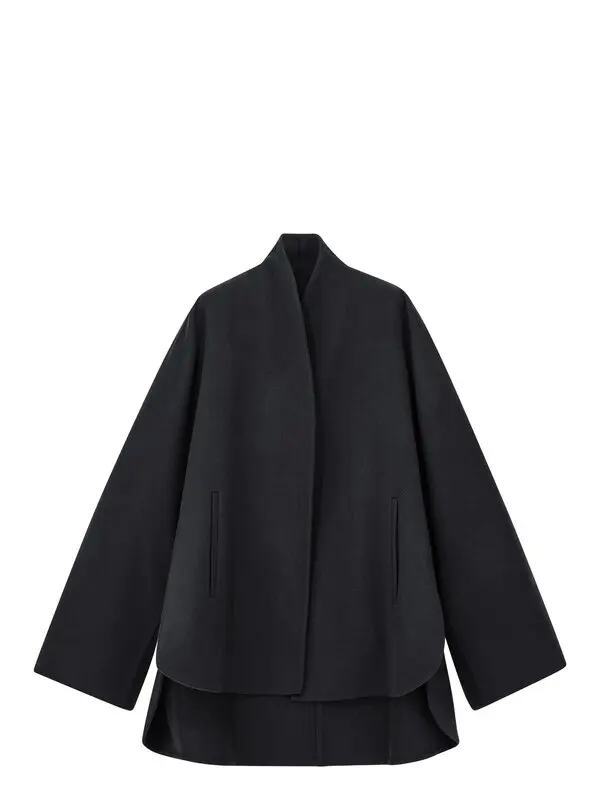 Giorgio Armani Pea Coat In Heavy Double Cashmere With A Shawl Collar - Black