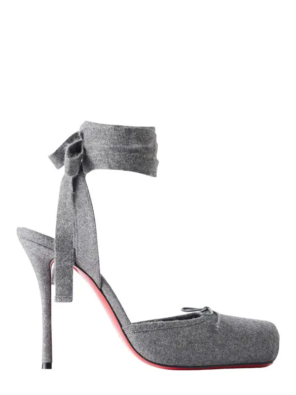 CHRISTIAN LOUBOUTIN Cassia 100 Flannel Ballerina Pumps - Gray