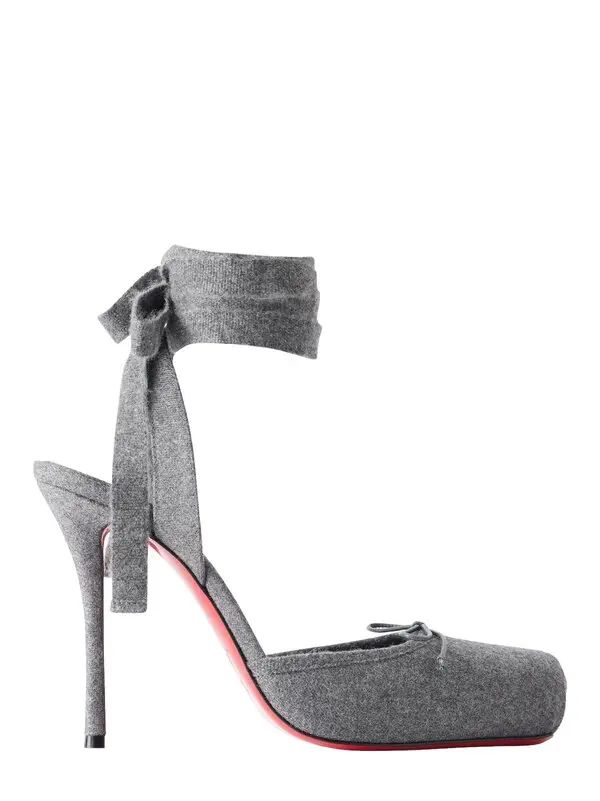 CHRISTIAN LOUBOUTIN Cassia 100 Flannel Ballerina Pumps - Gray