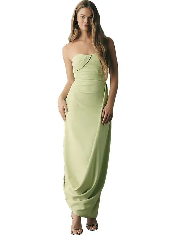 Bhldn Strapless Draped Maxi Dress - Soft Lime