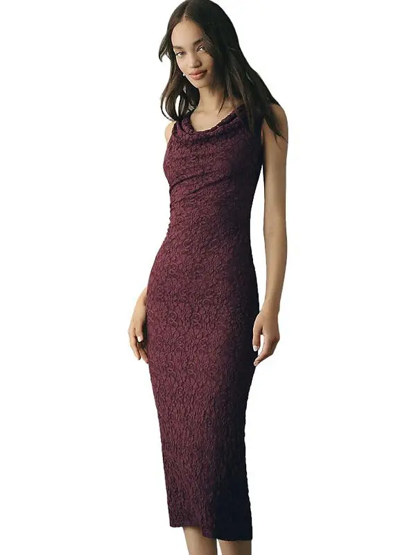 Bhldn Stretch Lace Midi Dress - Brown
