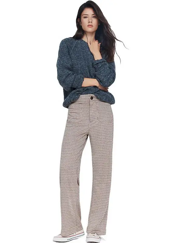 Maeve Colette Houndstooth Full-length Wide-leg Pants - Brown Check