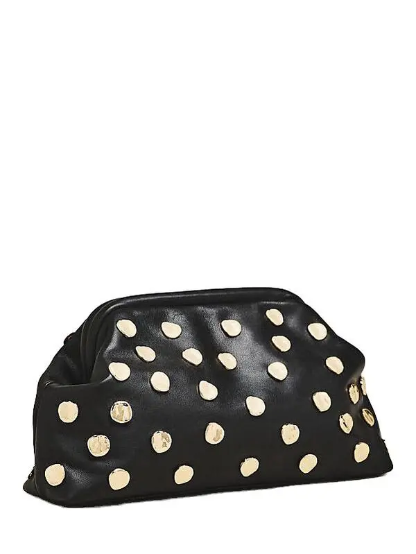 BTB LOS ANGELES Josephine Leather Studded Clutch - Black