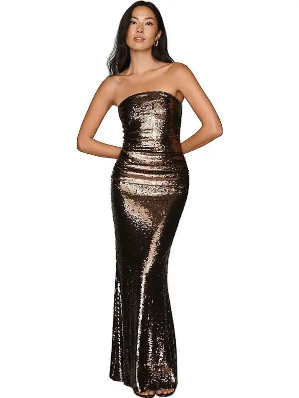 MARE MARE Sequin Strapless Maxi Dress - Chocolate