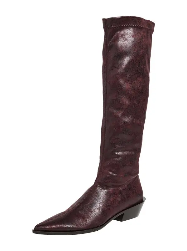 Tibi Bronson Faux Leather Boots - Wine