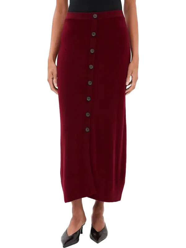 Altuzarra Callahan Cashmere Button-front Midi Skirt - Grenache