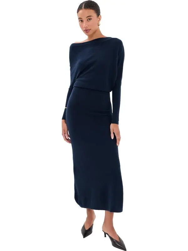 Altuzarra Cashmere One-shoulder Maxi Dress - Navy