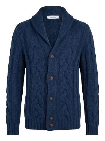 GRAN SASSO Virgin Wool And Polyamide Cardigan - Navy
