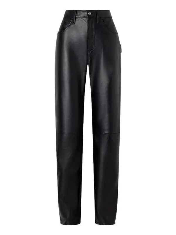 Altuzarra Mills Leather Straight-leg Pants - Black
