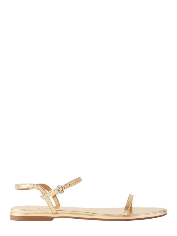 AeydĒ Gold Thin Strap Flat Sandals - Nude