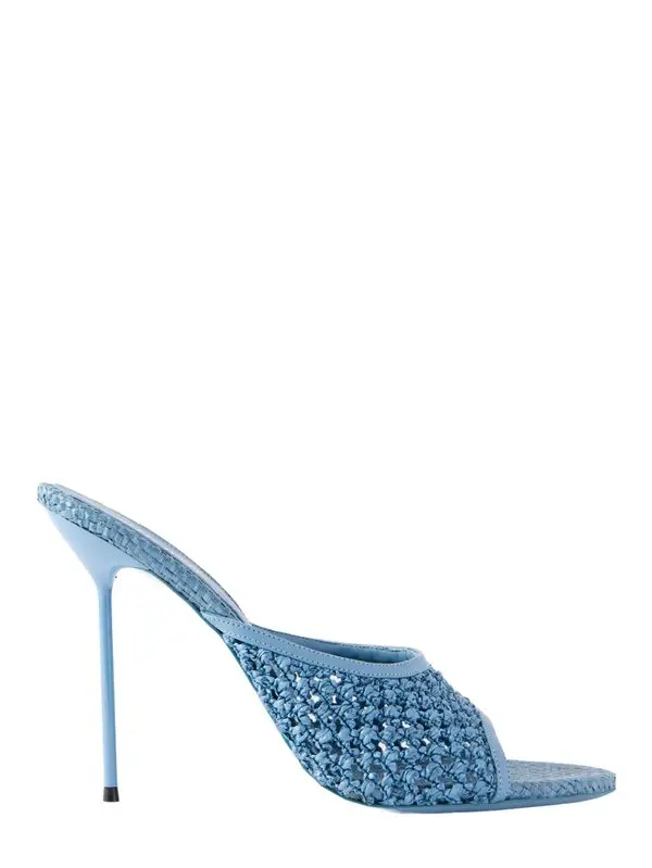Paris Texas Square Toe Woven High Heel Sandals - Blue