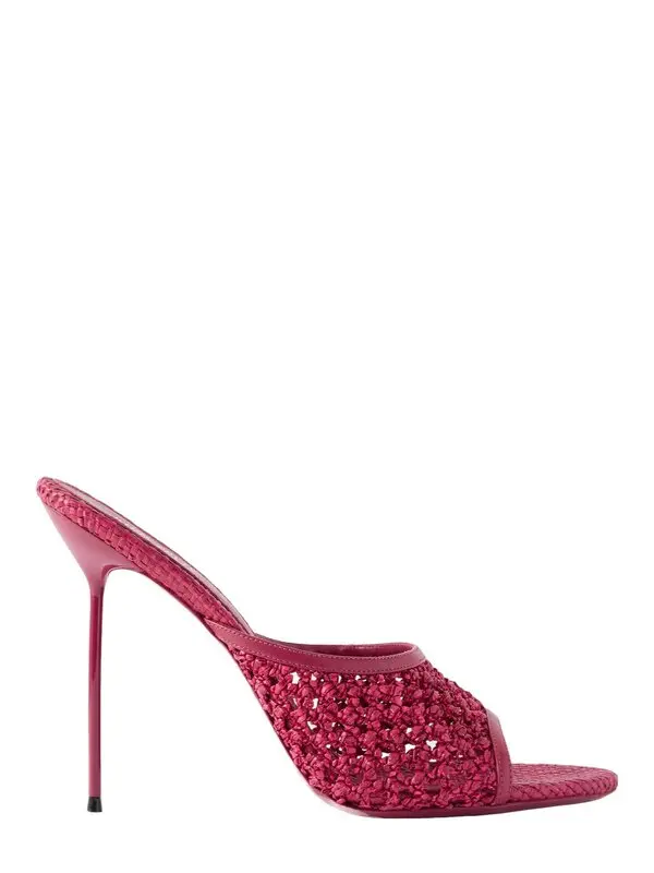 Paris Texas Square Toe Stiletto Heel Mule Sandals - Red