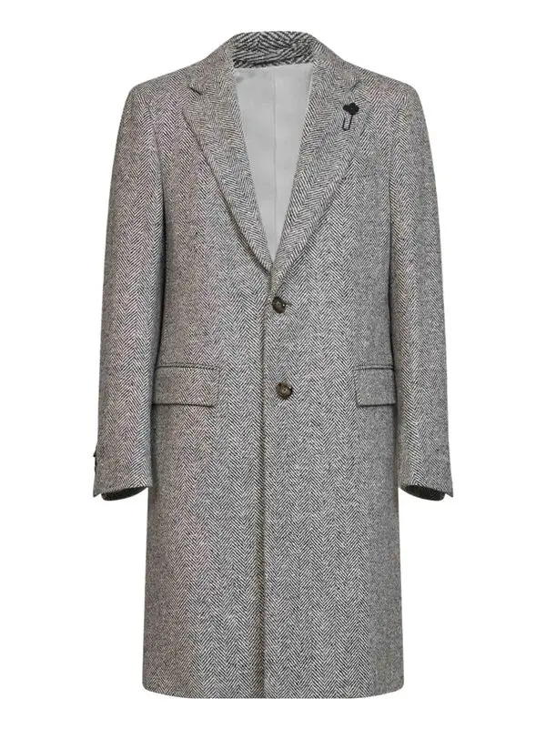 LARDINI Herringbone Single-breasted Coat - No