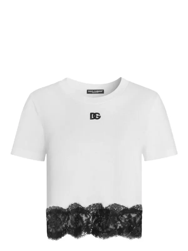 Dolce & Gabbana Round Neck Lace Detail T-shirt - No