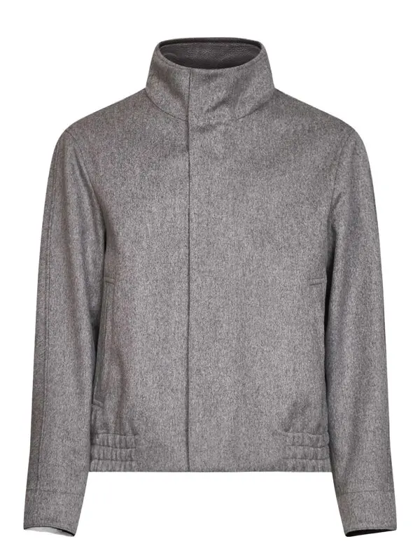 LARDINI High-neck Zip-up Jacket - Gray