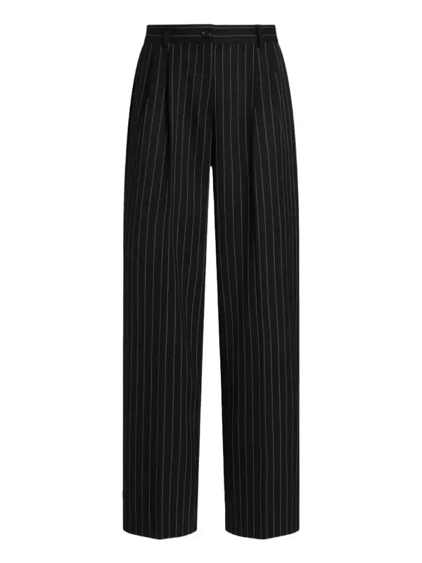 Dolce & Gabbana Wool Chalk Stripe Tailored Trousers - Black