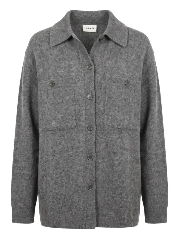 P.a.r.o.s.h Button-up Chest-pocket Cardigan - Dark Grey