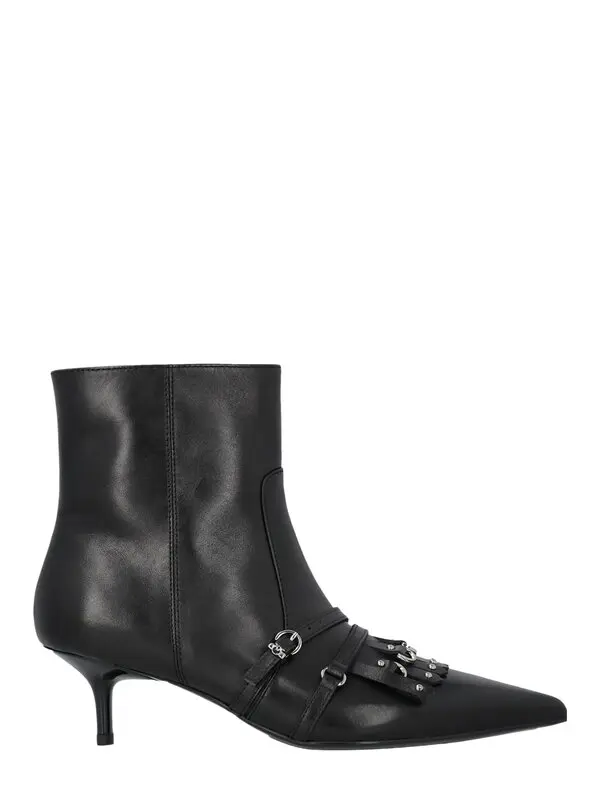 Pinko Buckled Pointed-toe Ankle Boots - Black