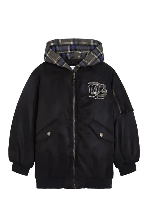 Dolce & Gabbana Twill Bomber Jacket With Logo - Blue