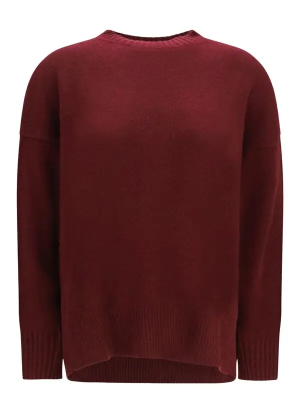 ALLUDE Ribbed-hem Crewneck Sweater - Red