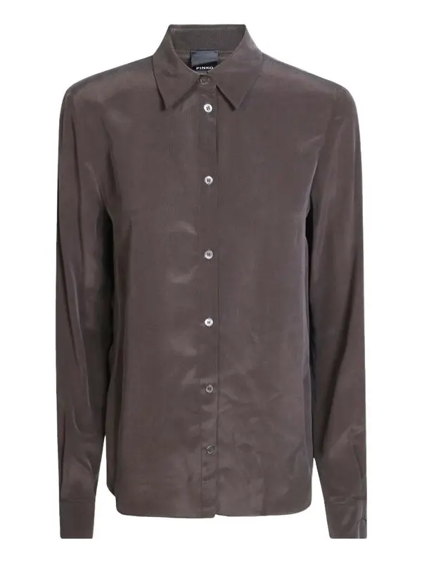 Pinko Long Sleeve Shirt With Classic Collar - Brown