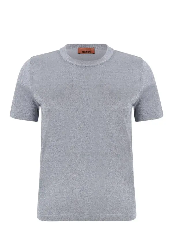 Missoni Round Neck Short Sleeve Knitted Top - Blue