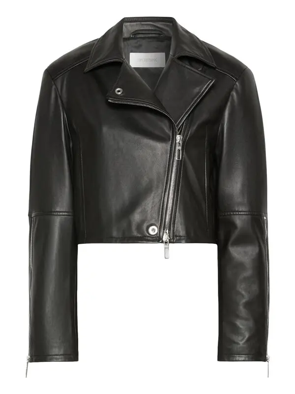 Sportmax Leather Jacket With Tassels - Black