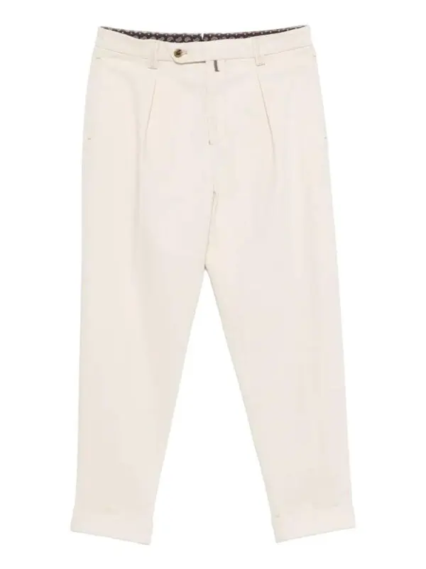 BERWICH Pleated-front Turn-up Trousers - White