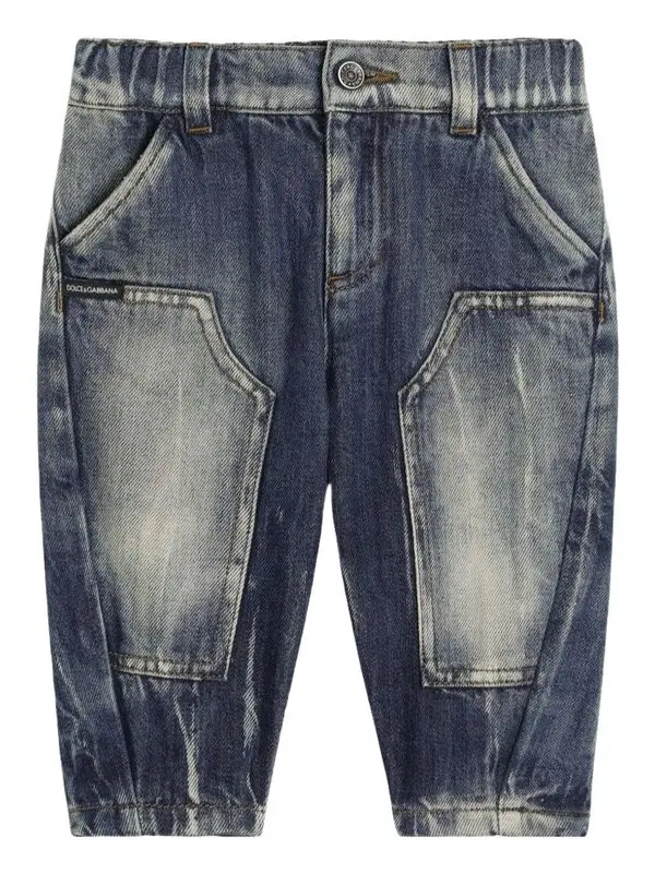 Dolce & Gabbana Denim Trousers With Emblematic Detailing - Blue