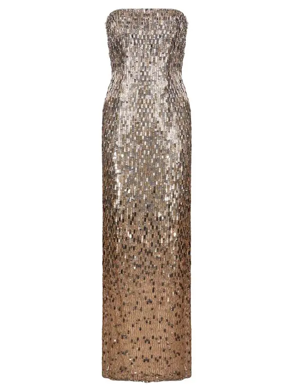 Jenny Packham Embellished Off-the-shoulder Maxi Dress - Brown