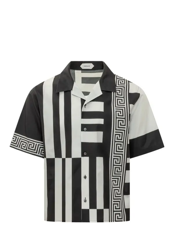Versace Pattern-printed Short-sleeved Shirt - Black