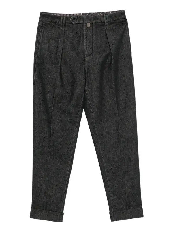 BERWICH Pleated Turn-up Trousers - Black