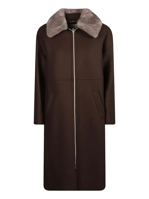 Herno Long Sleeve Zip-up Coat - Dark Chocolate