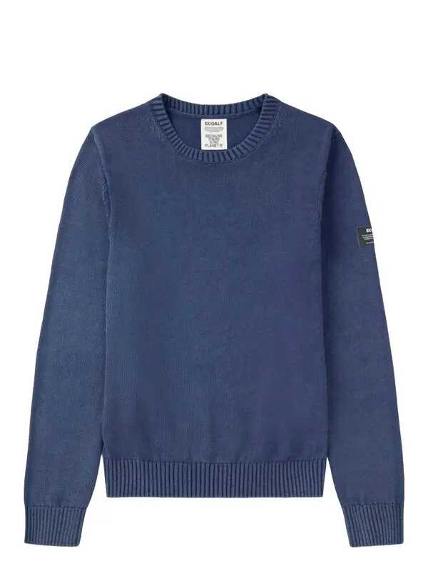 ECOALF Crew Neck Knit Sweater With Appliqué Details - Blue