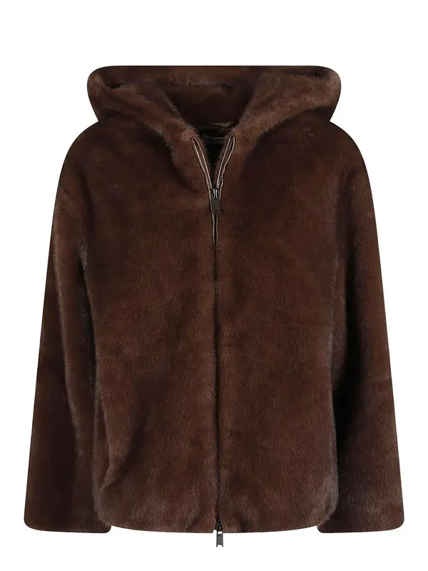 P.a.r.o.s.h Hooded Zip-up Jacket - Brown