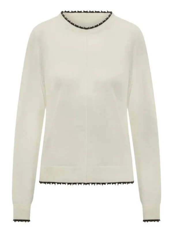 Pinko Distressed Long Sleeved Top - White