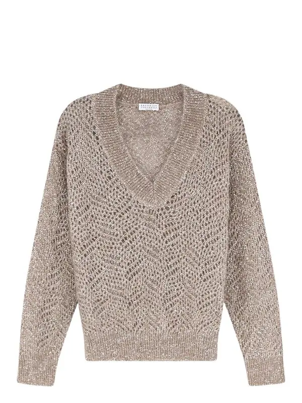 Brunello Cucinelli V-neck Sequined Sweater - No