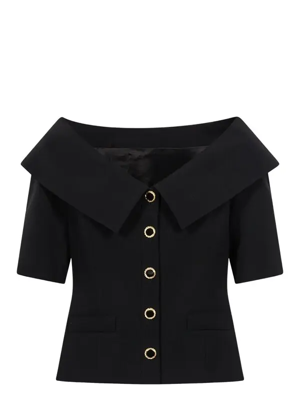 Alessandra Rich Crepe Off-shoulder Jacket - Black
