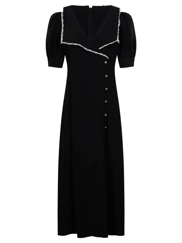 Alessandra Rich Lace Trim Midi Dress - Black