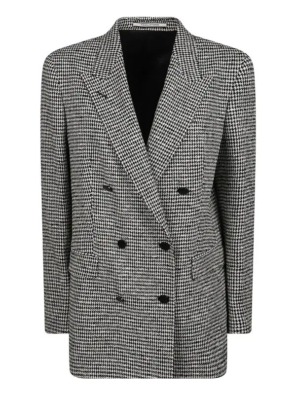 Tagliatore Houndstooth Patterned Double Breasted Jasmine Jacket - Black