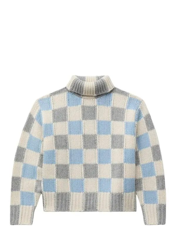 Kenzo Check Turtleneck Knitted Sweater - Off-white