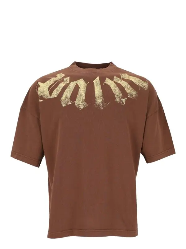 Palm Angels Big Neck Logo Loose Tee - Brown