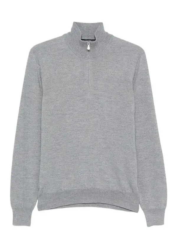 Tagliatore Quarter-zip Knit Sweater - Grey